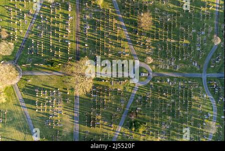 Aerial view of Anfield Cemetery and Crematorium Stock Photo - Alamy