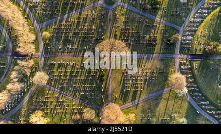 Aerial view of Anfield Cemetery and Crematorium Stock Photo - Alamy