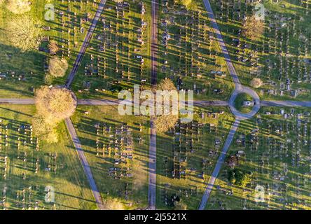 Aerial view of Anfield Cemetery and Crematorium Stock Photo - Alamy