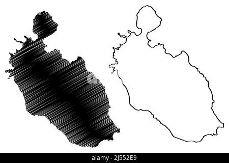 Vulcano island (Aeolian Islands, Italian Republic, Italy) map vector ...