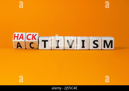 Activism or hacktivism symbol. Turned wooden cubes and changed the ...
