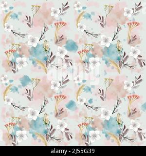 Watercolor Floral Pattern Stock Photo - Alamy