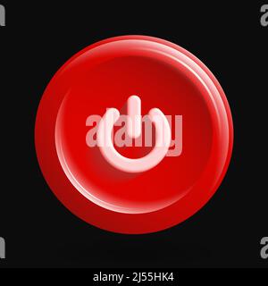 Power button realistic vector set. Blue and red neon light round shape ...