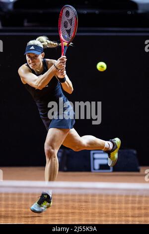 Stuttgart, Germany. 20th Apr, 2022. Emma Raducanu of Great Britain in action during her 1st ...