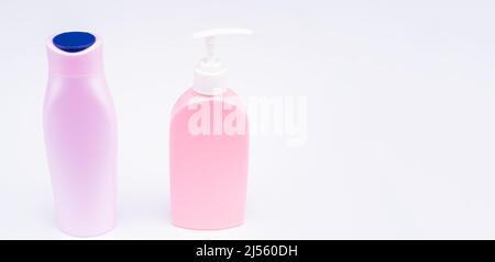 Multi purpose. Cosmetic bottles isolated on white. Refillable bottles ...