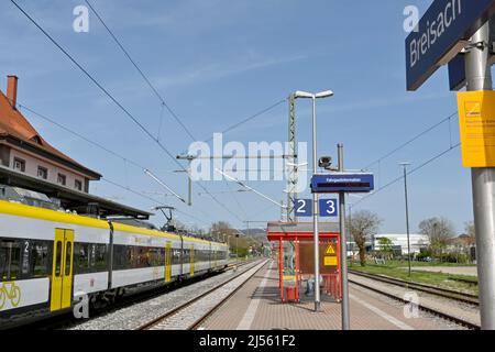 Breisach, Germany - April 2022: Modern electric commuter train arriving ...