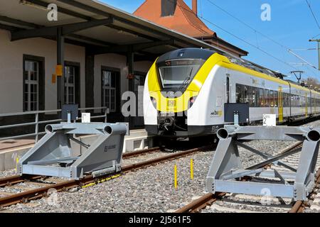 Breisach, Germany - April 2022: Breisach railway station, with station ...