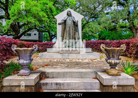 A statue of Father Ryan stands in Ryan Park, April 15, 2022, in Mobile ...