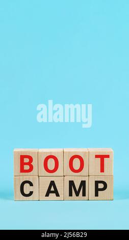BOOT CAMP text written on black wooden frame school blackboard Stock ...