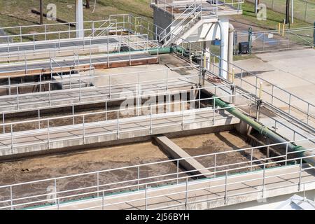 Wastewater Decontamination Process at Sewage Treatment Plant Stock ...