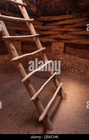 The interior of a 800-year old ceremonial kiva in the Three Kivas ...
