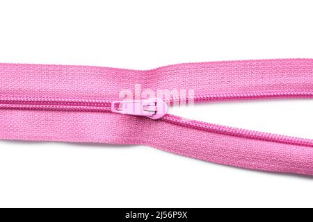 Stylish pink zipper on white background Stock Photo - Alamy