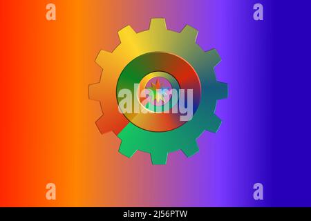 Colorful cog pattern with a doughnut which holds a star inside it Stock ...