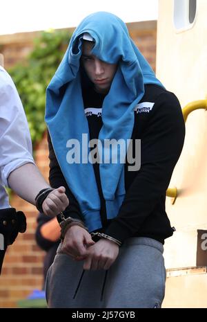 Lewes, UK. 21st Apr, 2022. Pietro Addis arrives at Lewes Crown Court on ...