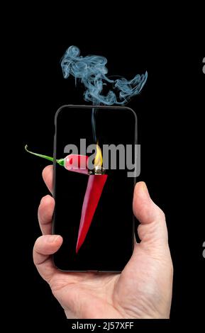 red chili pepper hot as a lighter. concept Stock Photo - Alamy