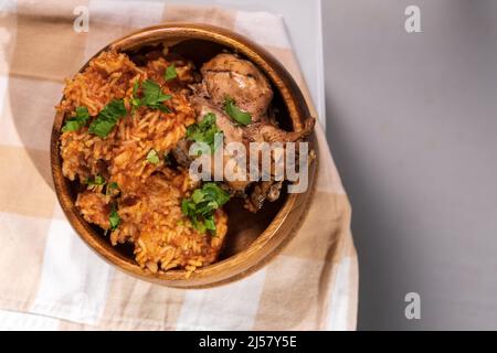 Jollof rice dome for Nigerian Ghanaian food concept. Wolof. African ...