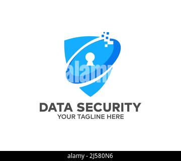 encrypted data cyber security logo design vector. algoritm digital tech ...