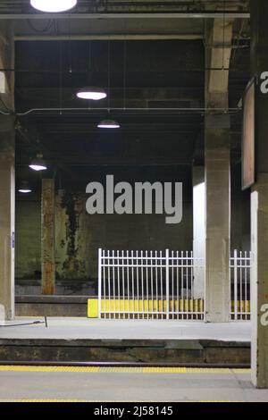 Simple foundation column standing on the public train platform in the ...