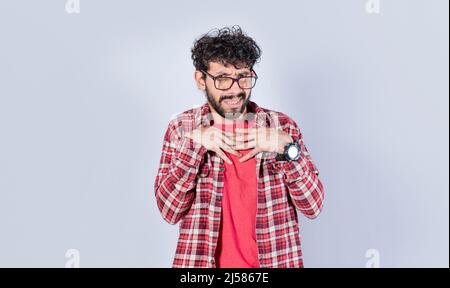 Guy with disgust expression, man with disgust expression with hands on ...