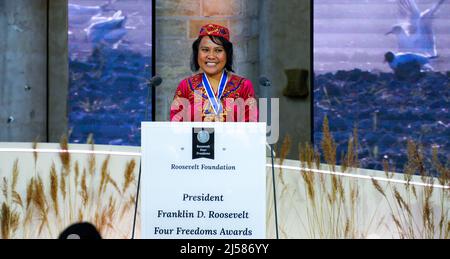 President Franklin D. Roosevelt receives the Four Freedoms plaque from ...