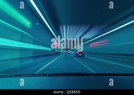 Drivers view through a car windscreen of a queue of traffic in the uk ...