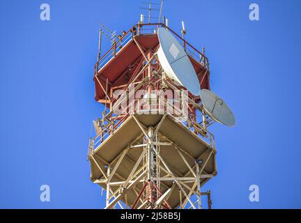 Tower, telecommunications antennas, Erice, Sicily, Italy Stock Photo ...