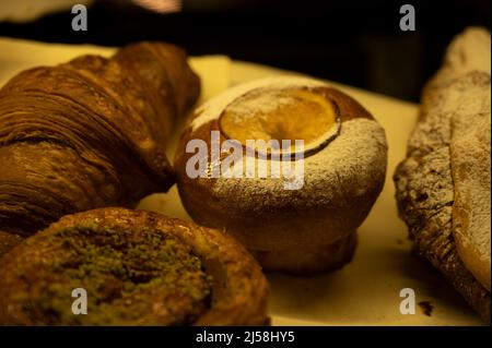 Austrian desserts, puff pastry on display in traditional bakery cafe in ...