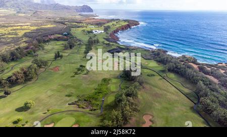 Hawaii, Kauai, Aerial Of Poipu Golf Course Stock Photo - Alamy