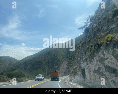 Driving on highway through Andes mountains outside Quito, Ecuador Stock ...