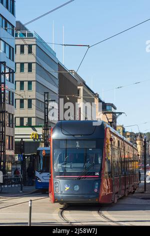 Local tram and bus on Hämeenkatu street in Tampere Finland Stock Photo ...