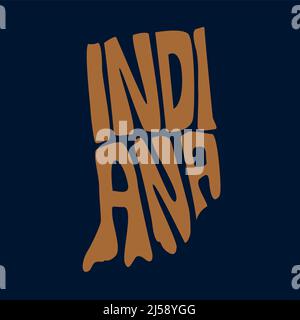 State of Indiana lettering design. Indiana, United States, typography ...