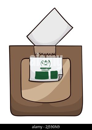 View of white cardboard ballot box with transparent window in a side ...