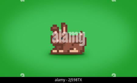 Cute brown pixel rabbit background - high resolution seamless pattern ...