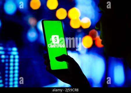 In this photo illustration a Cash App seen displayed on a smartphone ...