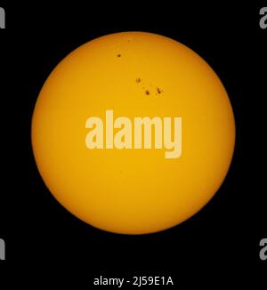 The Sun in visible light with sunspot, April 2024. During solar maximum ...