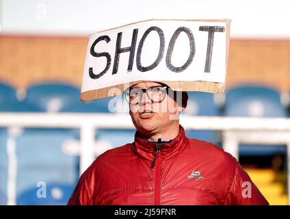 A Burnley fan in the stands ahead of the Premier League match at Turf ...