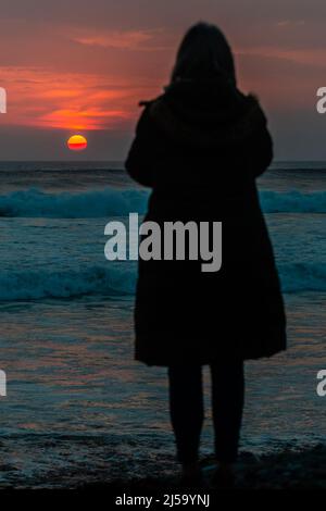 Stradbally, Co. Kerry, Ireland. 21st Apr, 2022. The sun sets over ...