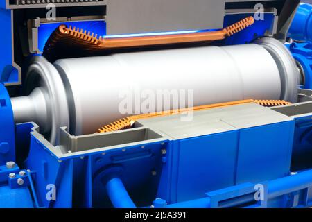 Cross section of Industrial electric motor. Electric motor parts and ...