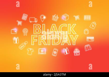 Black fiday - ecommerce web banner on blue and pink background. Various ...