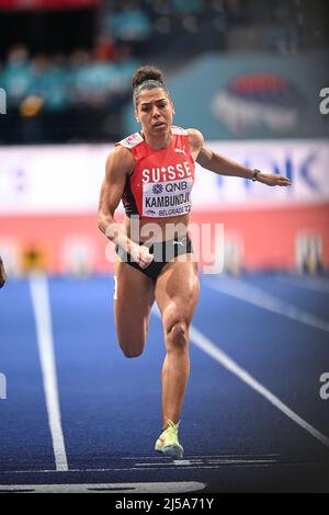 Mujinga Kambundji participating in the Belgrade 2022 World Indoor ...
