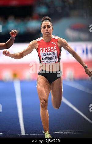 Mujinga Kambundji participating in the Belgrade 2022 World Indoor ...