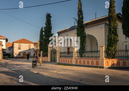 Arches of Osman Pasha mosque in the old town of Trebinje, Bosnia and ...