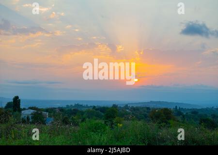 beautiful sunset in georgia in the steppe Stock Photo - Alamy