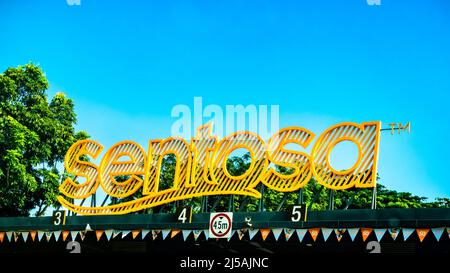 Colorful logo of Siloso Beach on Sentosa Island Beach, Singapore Stock ...