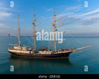 The Tenacious, a modern, British, wooden, sail training ship, owned by ...