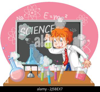Funny scientist experiment in laboratory illustration Stock Vector ...
