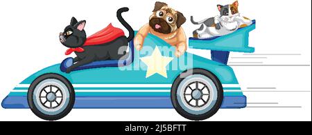 Cartoon cat and soap box derby car illustration Stock Vector Image ...