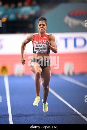 Mujinga Kambundji participating in the Belgrade 2022 World Indoor ...