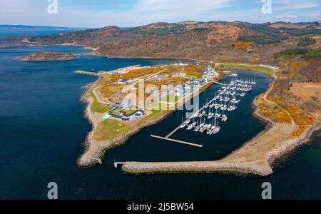 Aerial view of Portavadie recreation and leisure resort development on ...