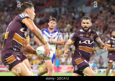 Adam Reynolds of the Broncos passes the ball during the NRL Round 5 ...